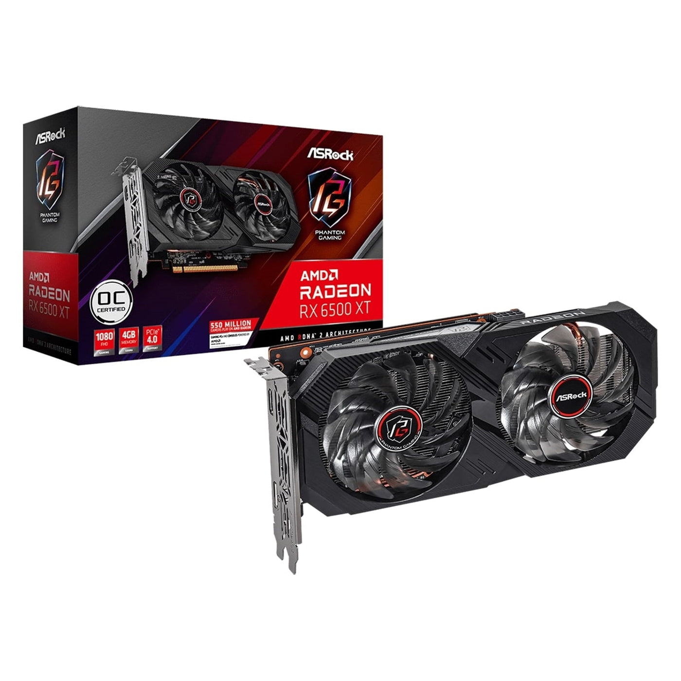 ASRock AMD Radeon RX 6500 XT Phantom Gaming D 4GB OC Graphics Card ...