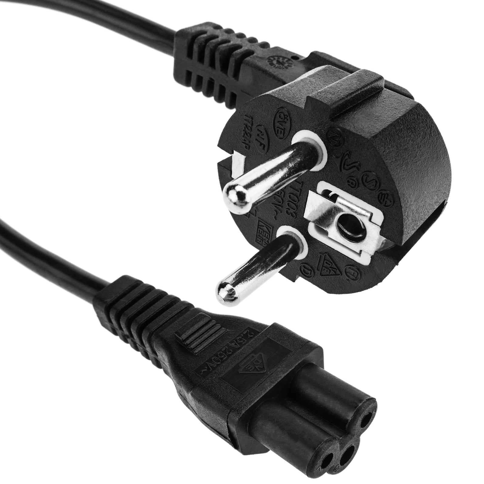 EU 2 Pin Plug To IEC C5 60cm Mains Extension Cable - Black — Gigante ...