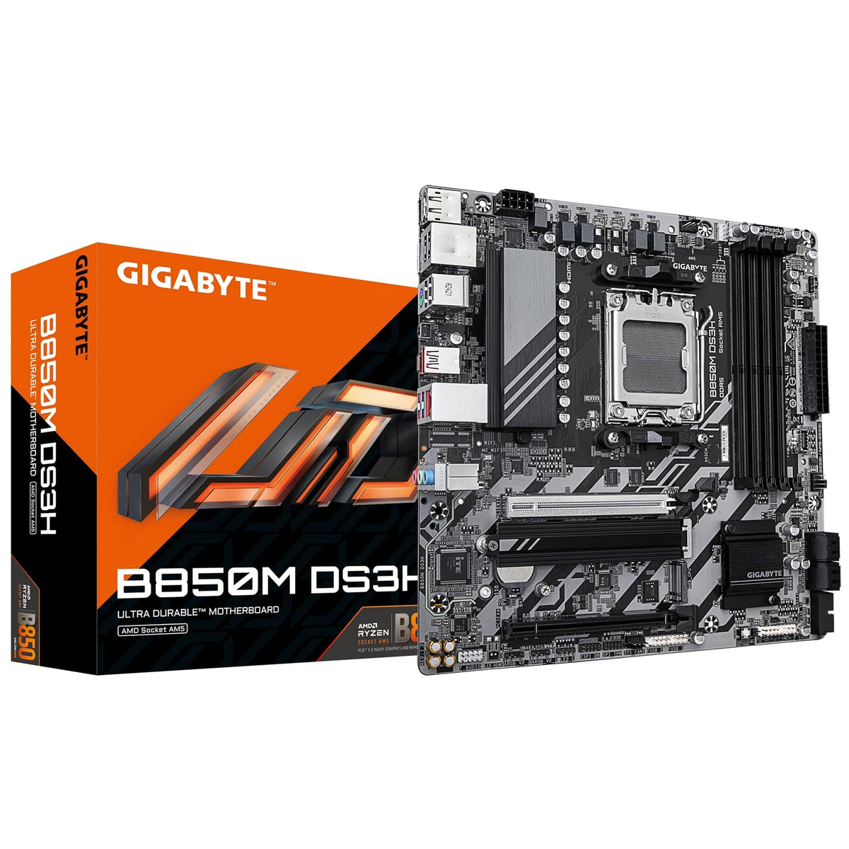 Gigabyte B850M DS3H AMD AM5 Socket Motherboard, Micro-ATX, 4x DDR5 Slo ...