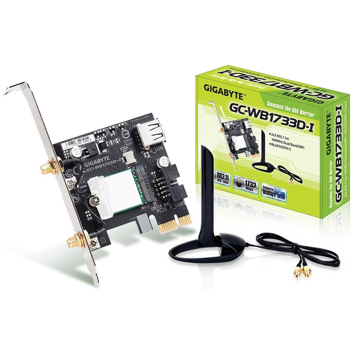 Gigabyte GC-WB1733D-I Wireless AC1750 Bluetooth 5.0 Dual Band PCI-Expr ...