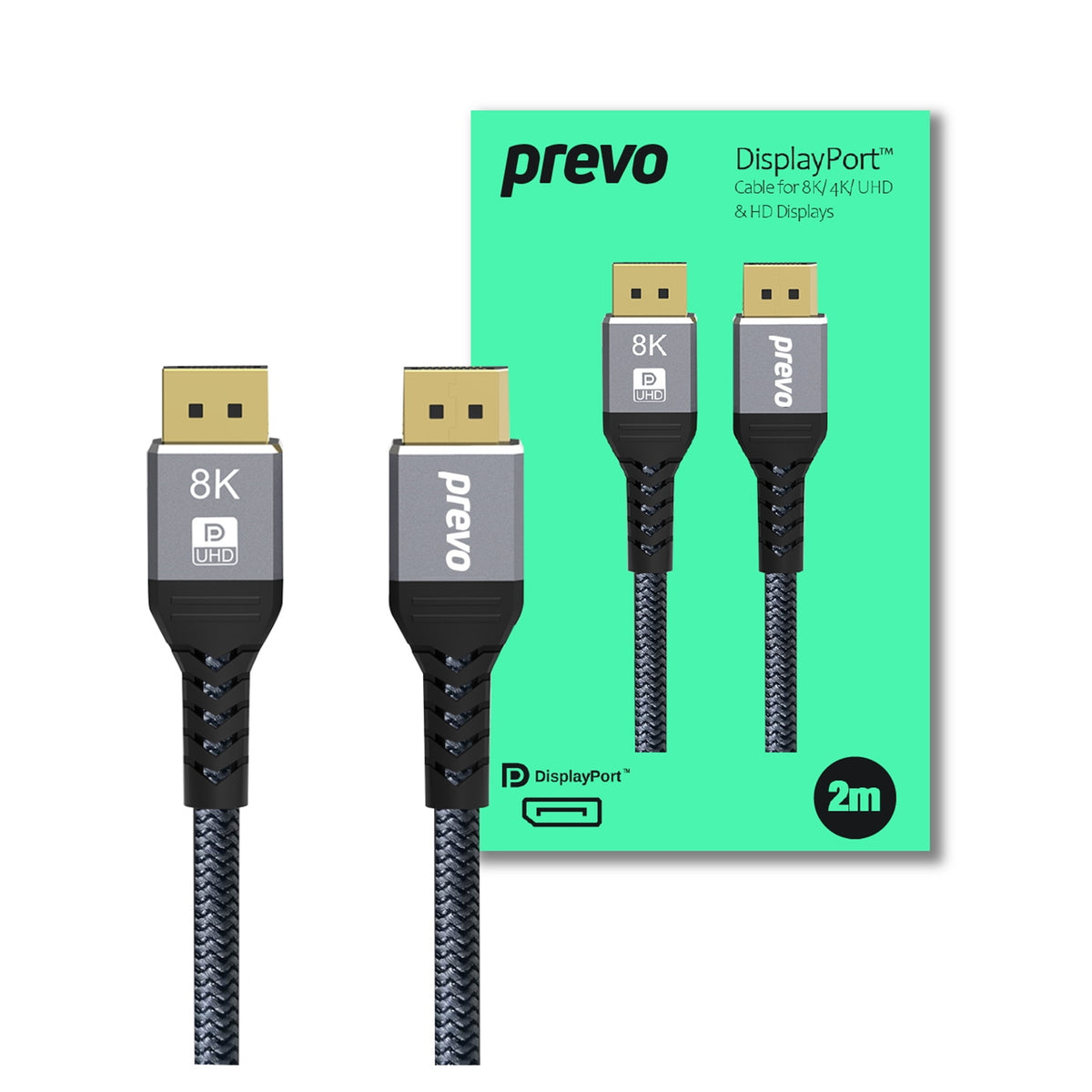 Prevo DP14-2M DisplayPort Cable, DisplayPort 1.4 (M) to DisplayPort 1 ...