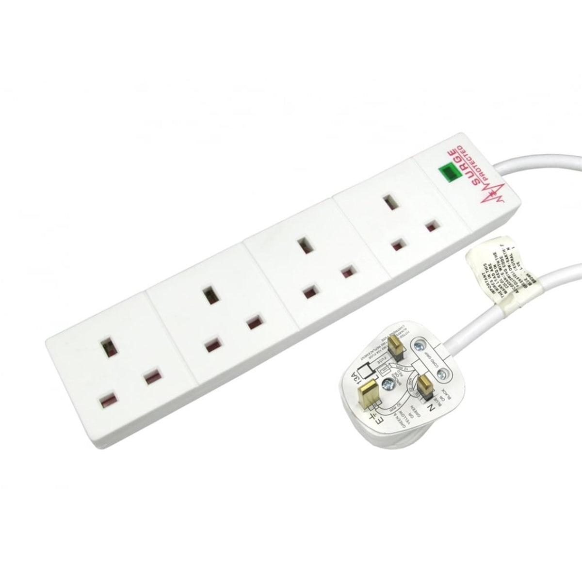 Target Mains Power Multi Socket Extension Lead, 4-Way, 2M Cable, Surge ...