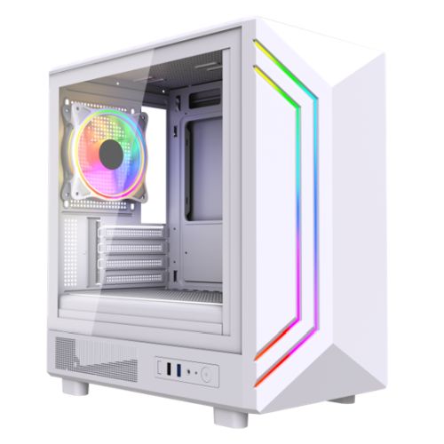 Vida Apollo M White ARGB Gaming Case w/ Glass Window, Micro ATX, Rear ...