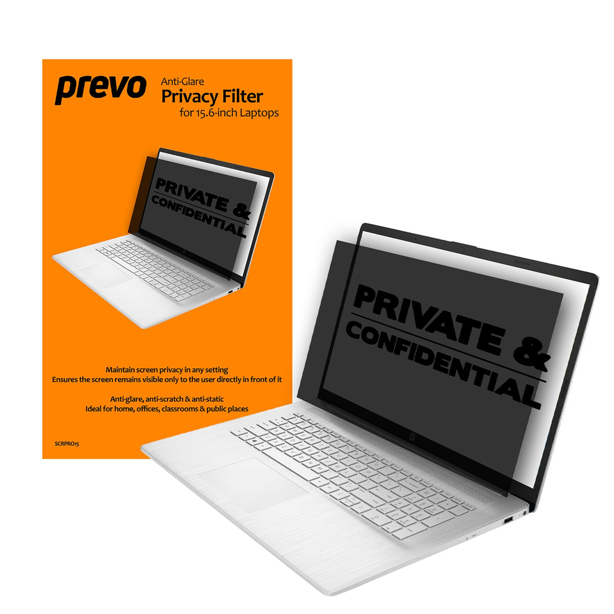prevo 15.6 Inch Anti-Glare Laptop Privacy Screen Filter, Anti-Peep, An ...